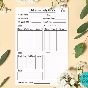 Childcare Daily Diary Sheet, Childminder Daily Diary Record, Childcare ...
