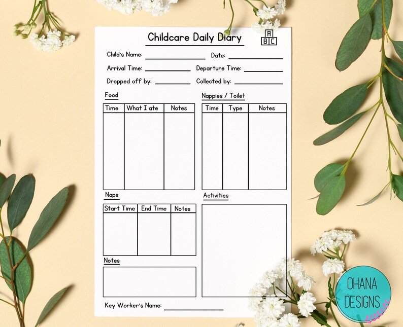 Childcare Daily Diary Sheet, Childminder Daily Diary Record, Childcare ...