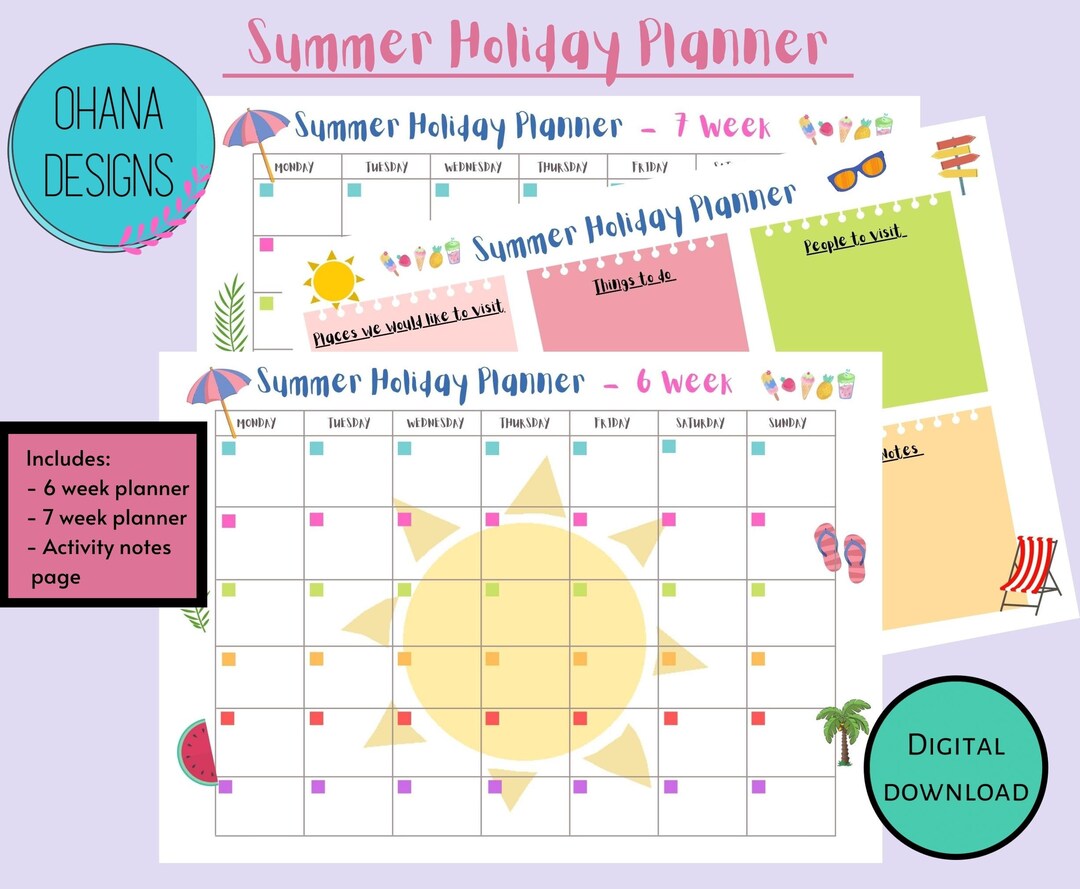 School Holiday Planner, Summer Planner, Summer Activities Planner ...