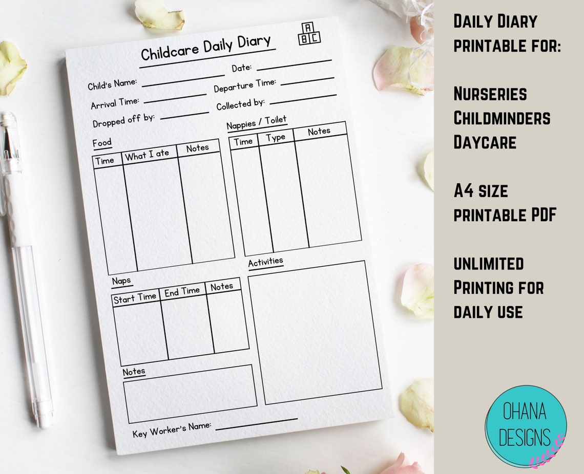 Childcare Daily Diary Sheet, Childminder Daily Diary Record, Childcare ...