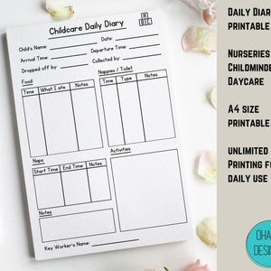 Childcare Daily Diary Sheet, Childminder Daily Diary Record, Childcare ...
