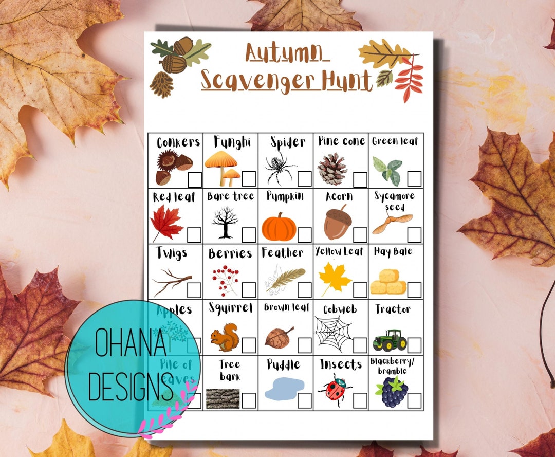 Autumn Scavenger Hunt, Autumn Kids Nature Hunt, Printable Autumn ...