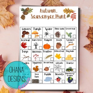 Autumn Scavenger Hunt, Autumn Kids Nature Hunt, Printable Autumn ...