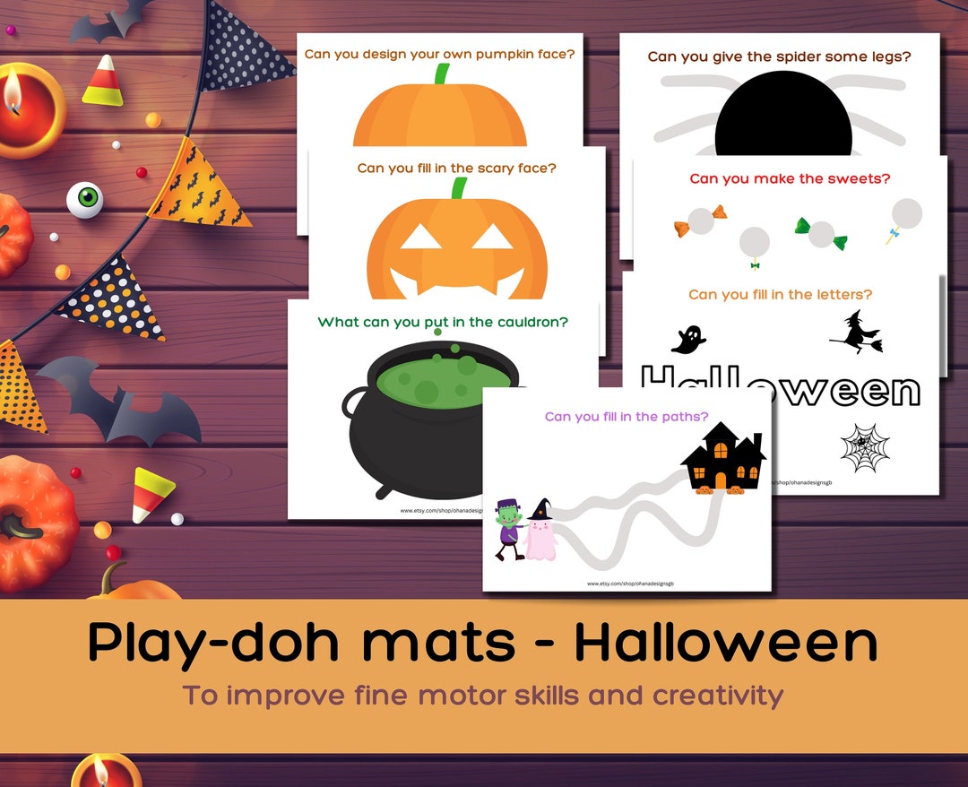 Halloween Playdoh Mats, Fine Motor Skills Activity (digital Download ...