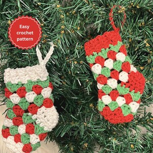 Christmas Stocking Crochet Pattern Ornament Granny Ruth Stocking Easy ...