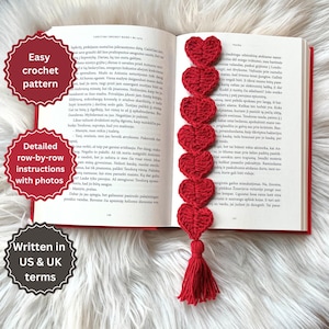 Heart Bookmark Crochet Pattern Easy Amigurumi Book Lover Gift Unique Gift for Mom Teacher US UK ...
