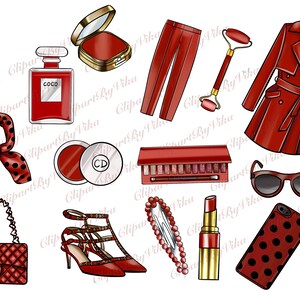 Fashion Accessories Clipart, Pink Planner Clipart, Fashion Set Clipart ...