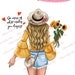 Sunflowers Clipart, Fashion Woman With Flowers, Watercolor Yellow ...