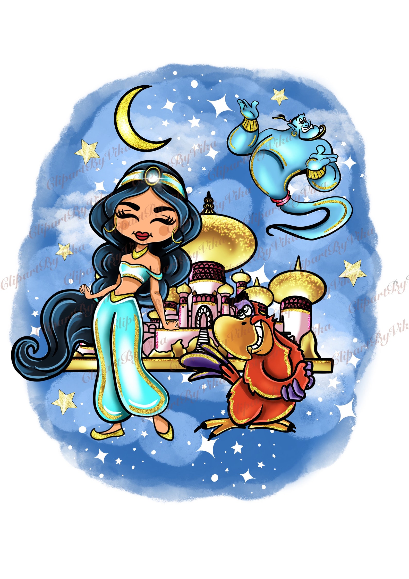 Clipart JASMINE Clipart Princess Arabian Princess PNG Hand - Etsy