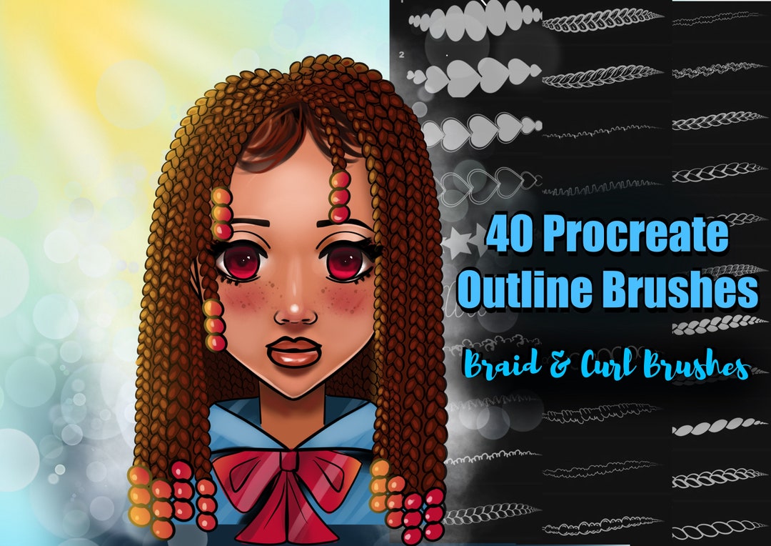 40 Procreate Outline Curl Loc Twist Texture Brushset Brush - Etsy