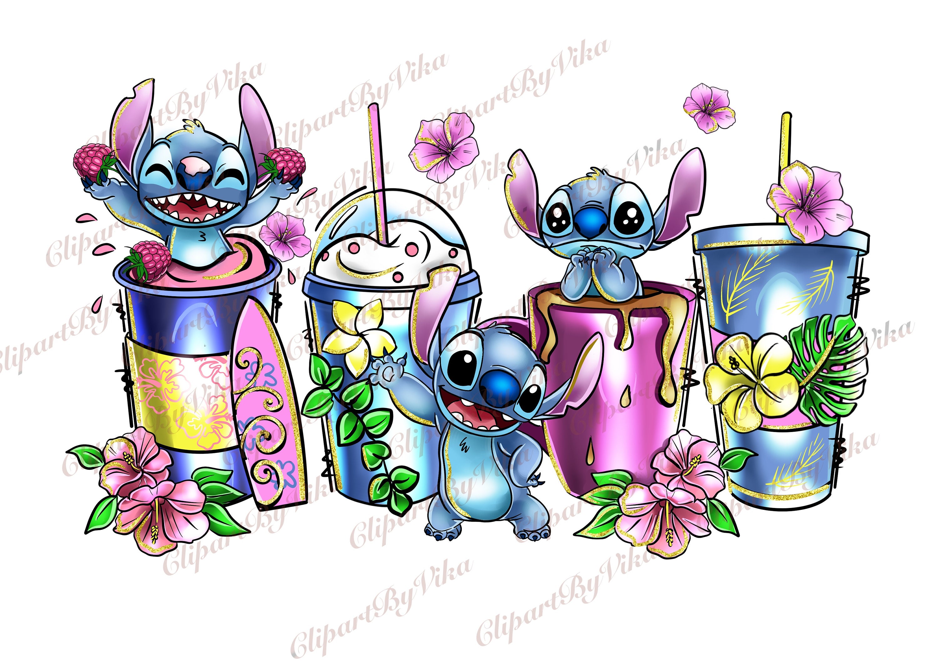 Stitch Coffee Cups Png Sublimation Design Download Stitch - Etsy