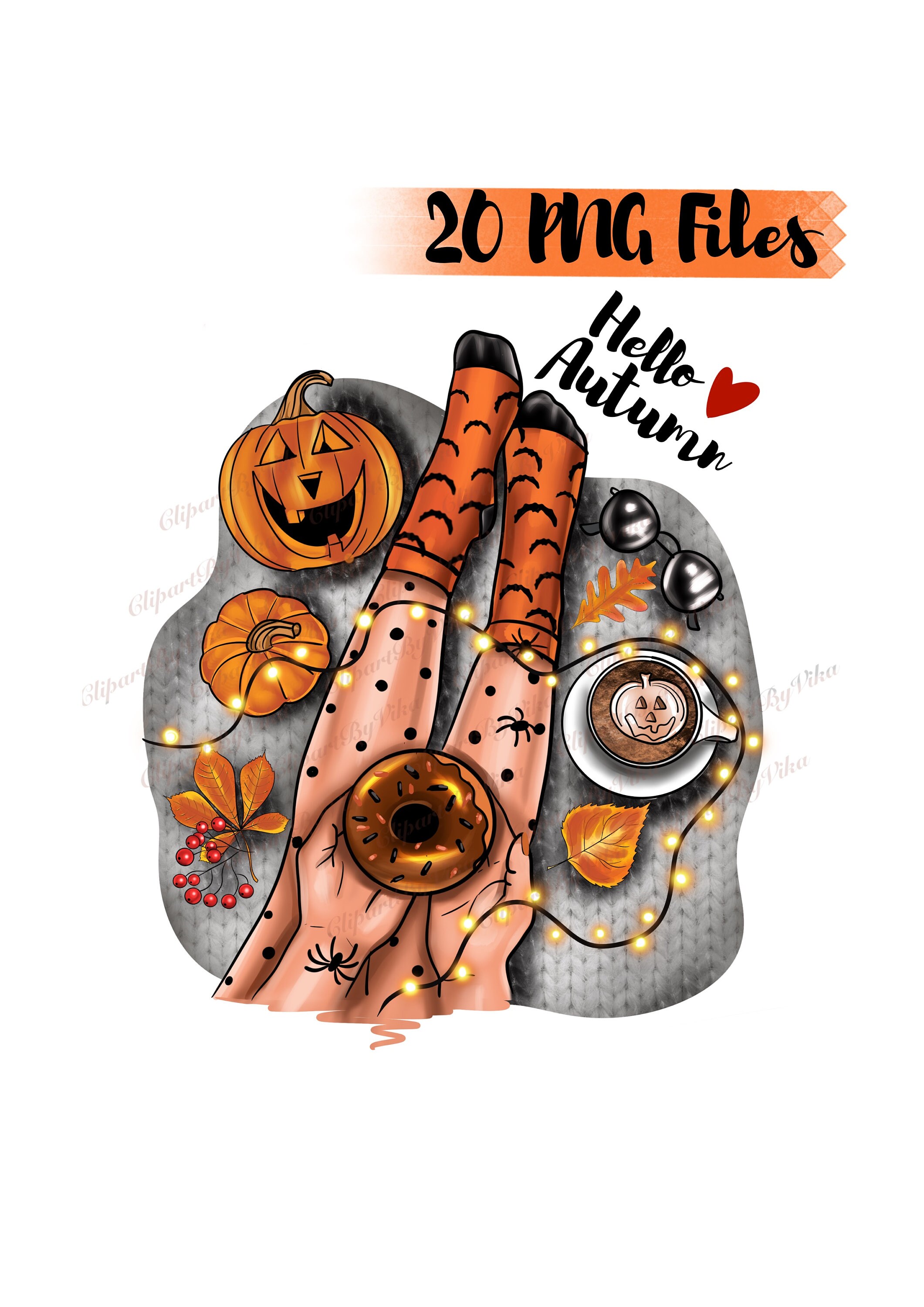 Autumn Clipart Autumn Png Files Hello Autumn Png Fall - Etsy