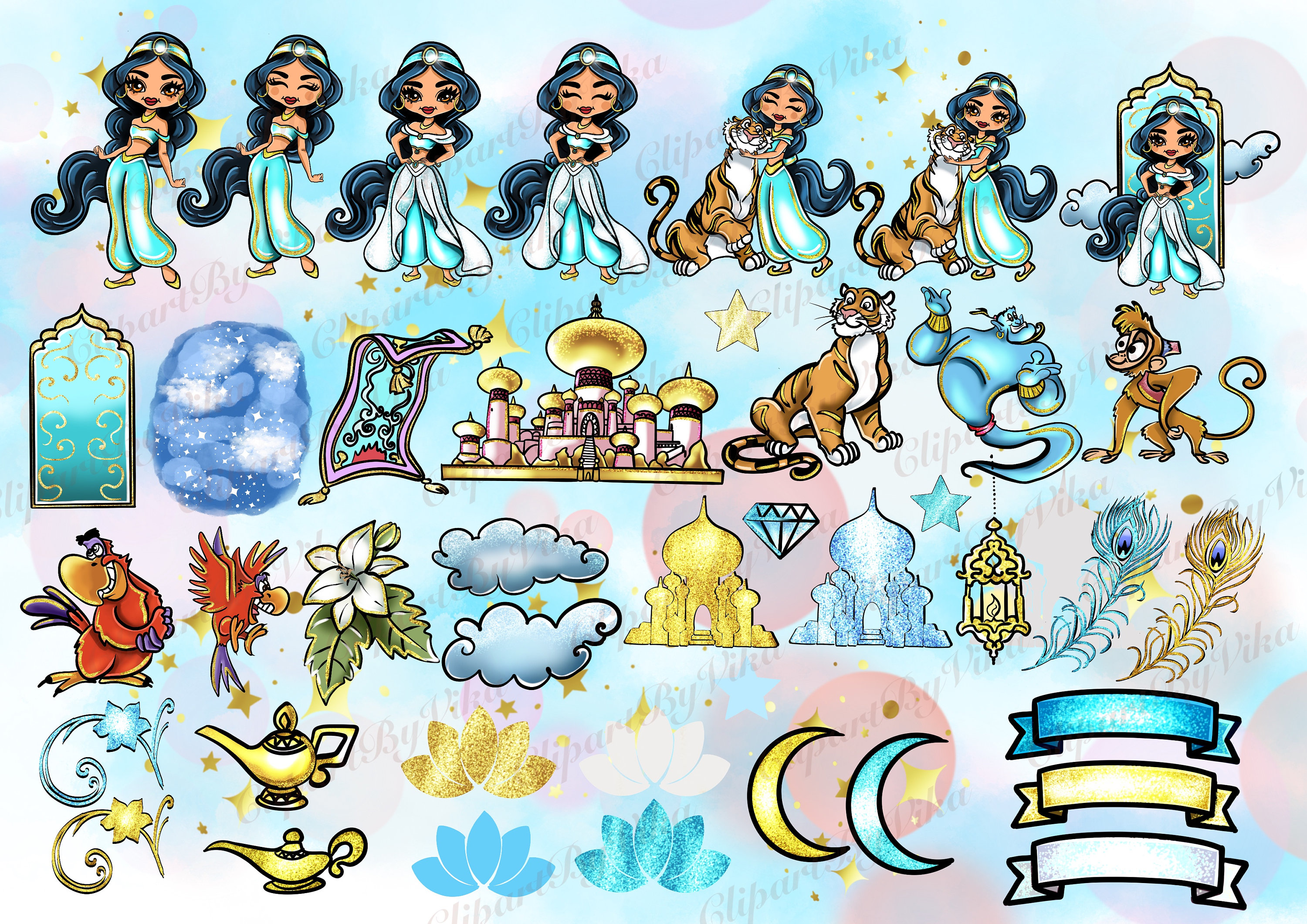 Clipart JASMINE Clipart Princess Arabian Princess PNG Hand - Etsy