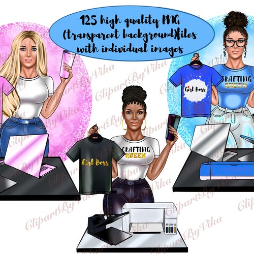 Crafting Clipart Planner Girl Clipart Crafty Girl Clipart - Etsy