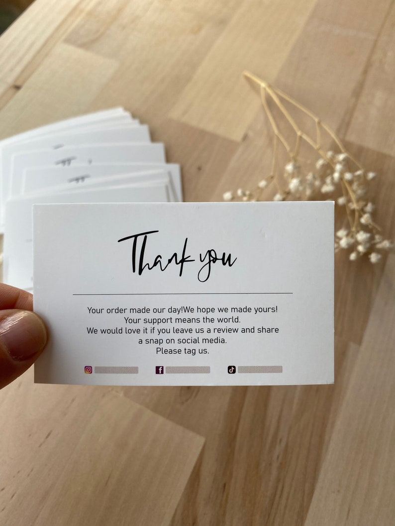 Thank You Card, Gift Card, Business Card, Thank You for Your Order, Small Business Thankyou Card ...