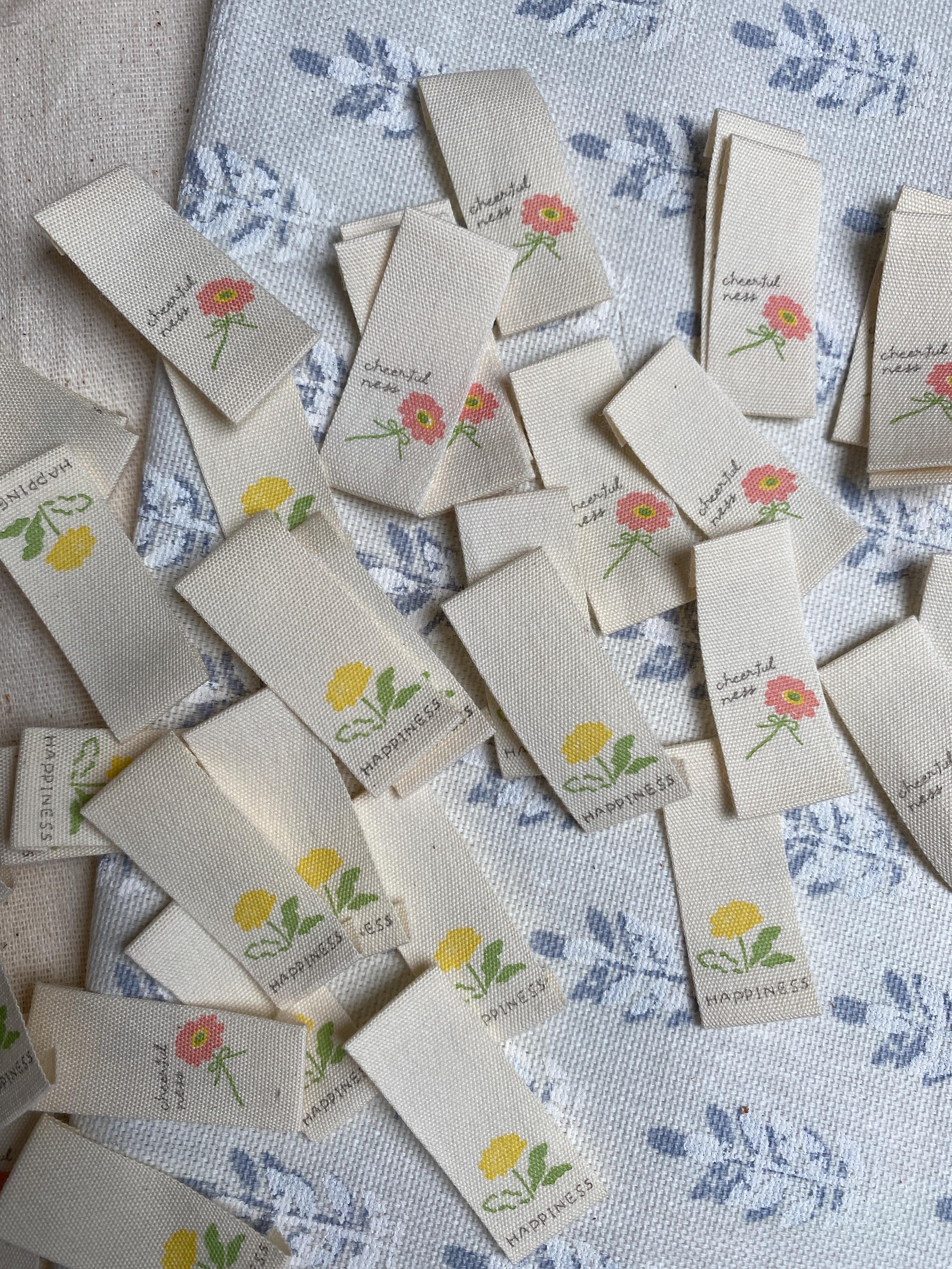 Cute Flowers Cotton Labels, Fabric Labels, Sewing Labels, Fabric Tags ...