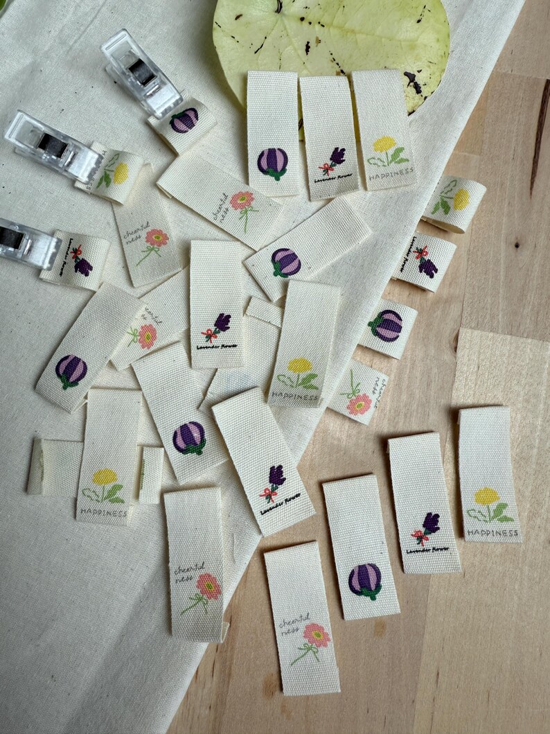 Cute Flowers Cotton Labels, Fabric Labels, Sewing Labels, Fabric Tags ...
