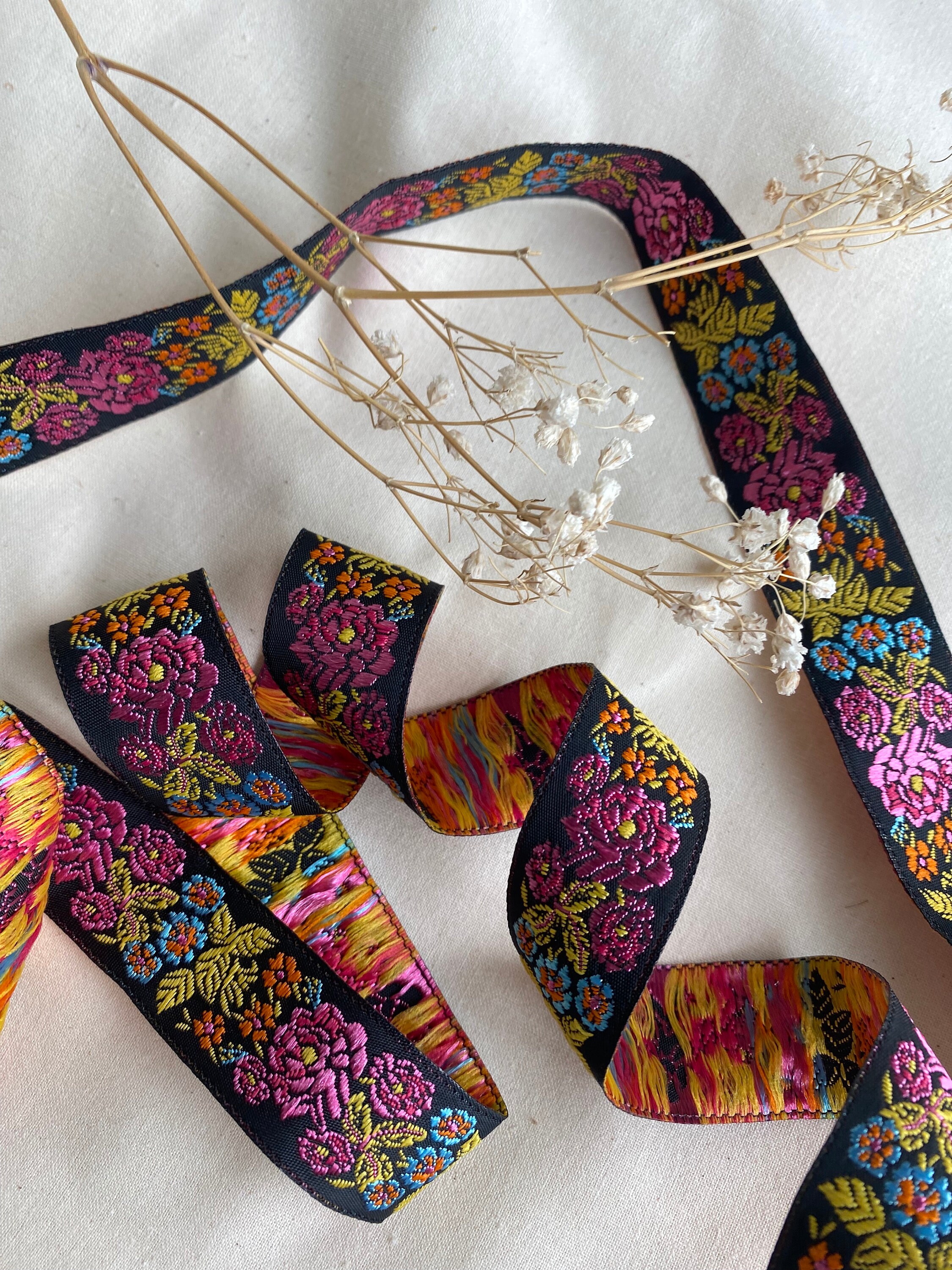 Jacquard Ribbon, Webbing Ribbon, Floral Pattern, Craft, DIY - Etsy