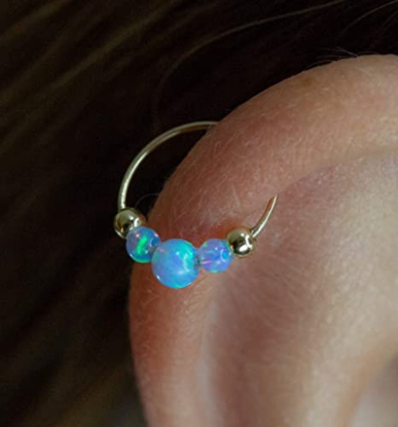 Blue Opal Helix Hoop Earring 14k Gold Filled Cartilage Ring,opal ...