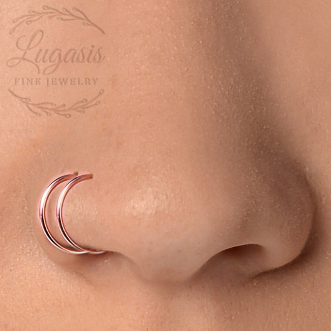 Spiral Rose Gold Nose Ring Hoop for Women 14K Rose Gold - Etsy