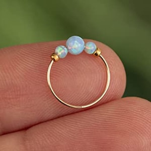 Septum Piercing for Women Blue Opal Septum Ring - 24G 8MM 14k Gold ...