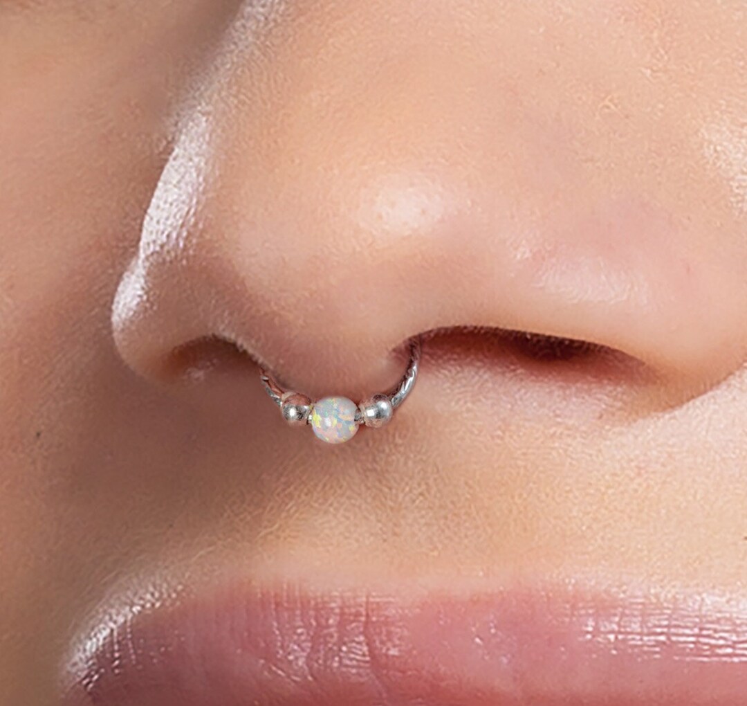 Dainty Silver Fake Septum Piercing Handmade 925 Silver 20gauge Clip on ...
