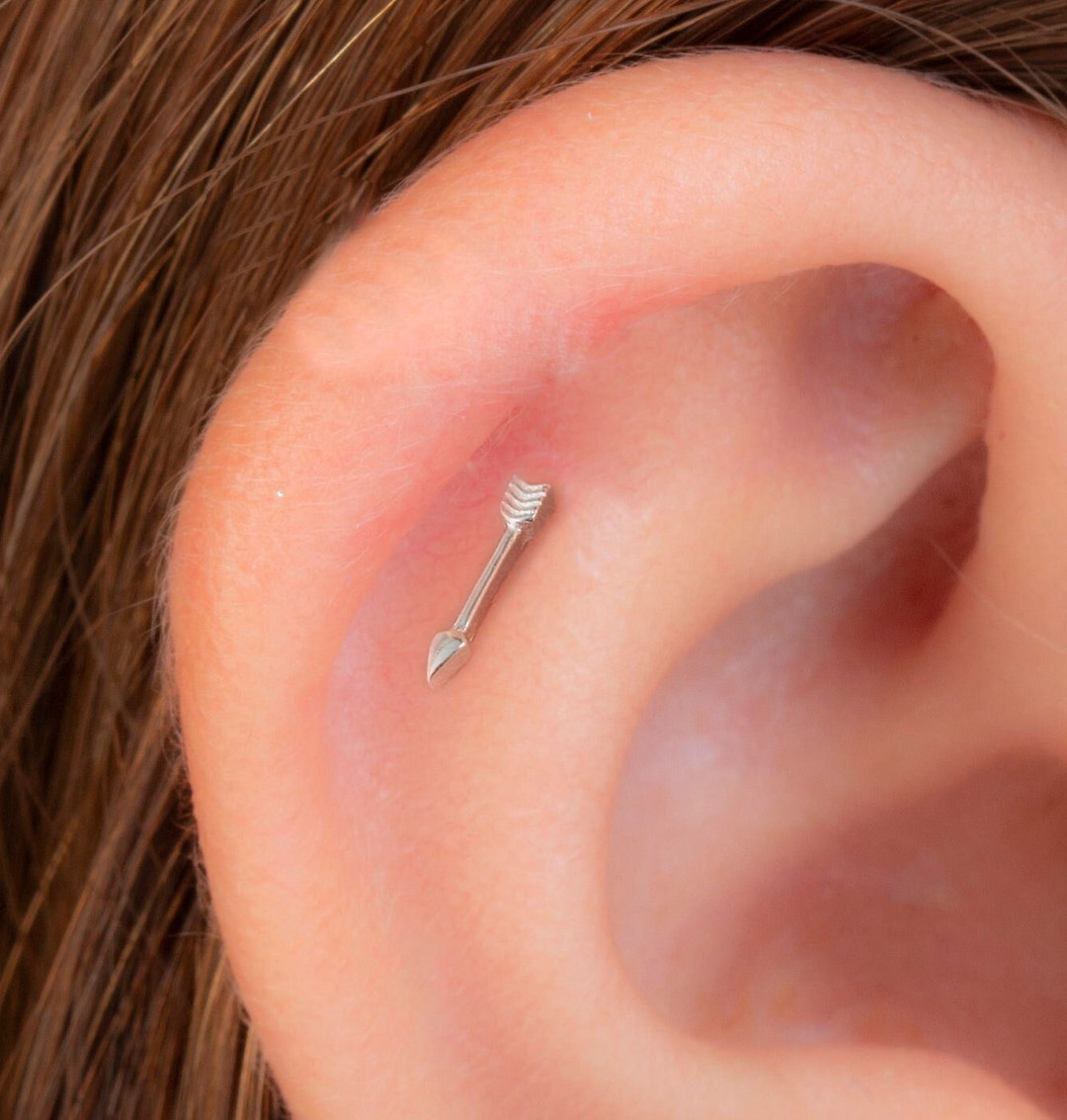 Helix Arrow Shape Stud - Sterling Silver Cartilage Post Arrow Shaped ...