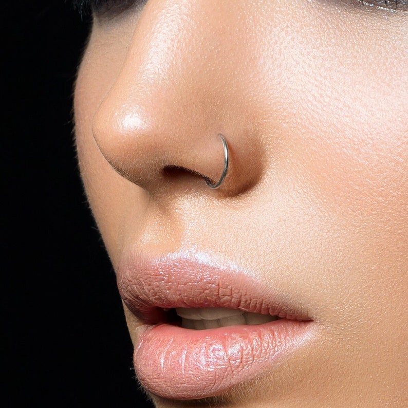 Pair of Clip on Nose Piercing Hoops Tiny Set of Handmade 20g Faux Nose ...