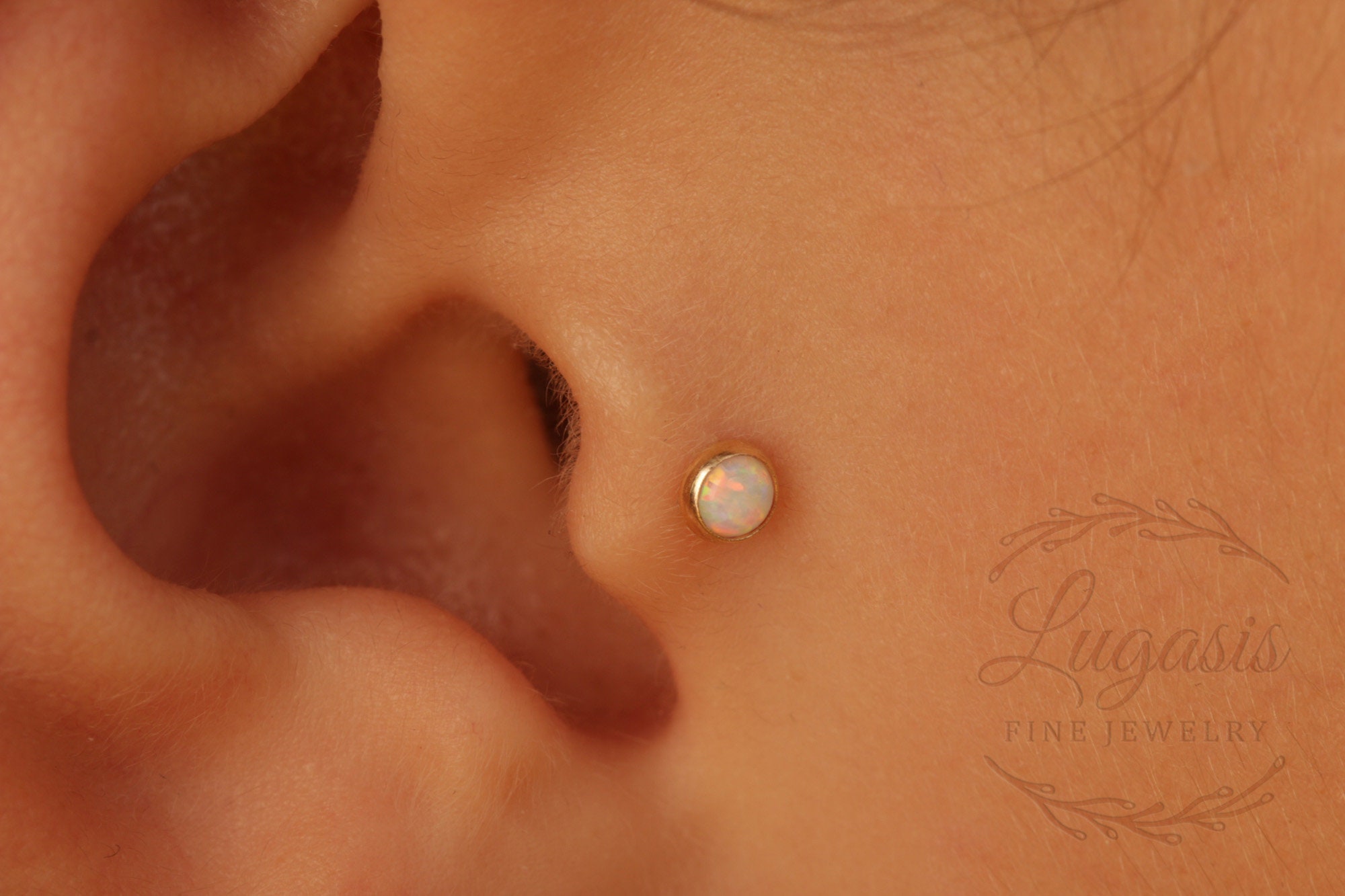 22 Gauge L Shaped Gold Filled Tragus Stud 3mm White Opal Gold Tragus Pin for Woman - Etsy