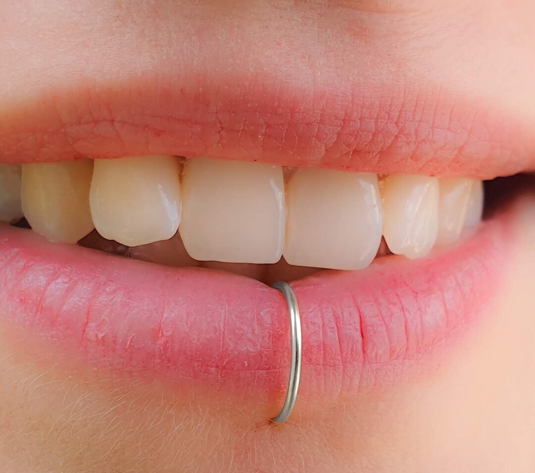 Faux Lip Ring 925 Silver- 20 Gauge Fake Lip Piercing Hoop for Women ...
