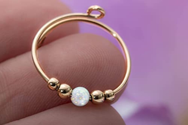 14K Gold Filled Spinner Rings- White Opal Anti Anxiety Fidget Rings for ...