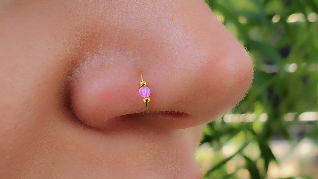 Tiny Handmade Gold Nose Piericng Hoop - Hypoallergenic 7mm Nose Ring ...