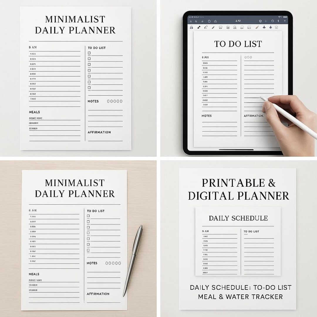 Minimalist Daily Planner | Printable + Digital Planner PDF | Daily ...