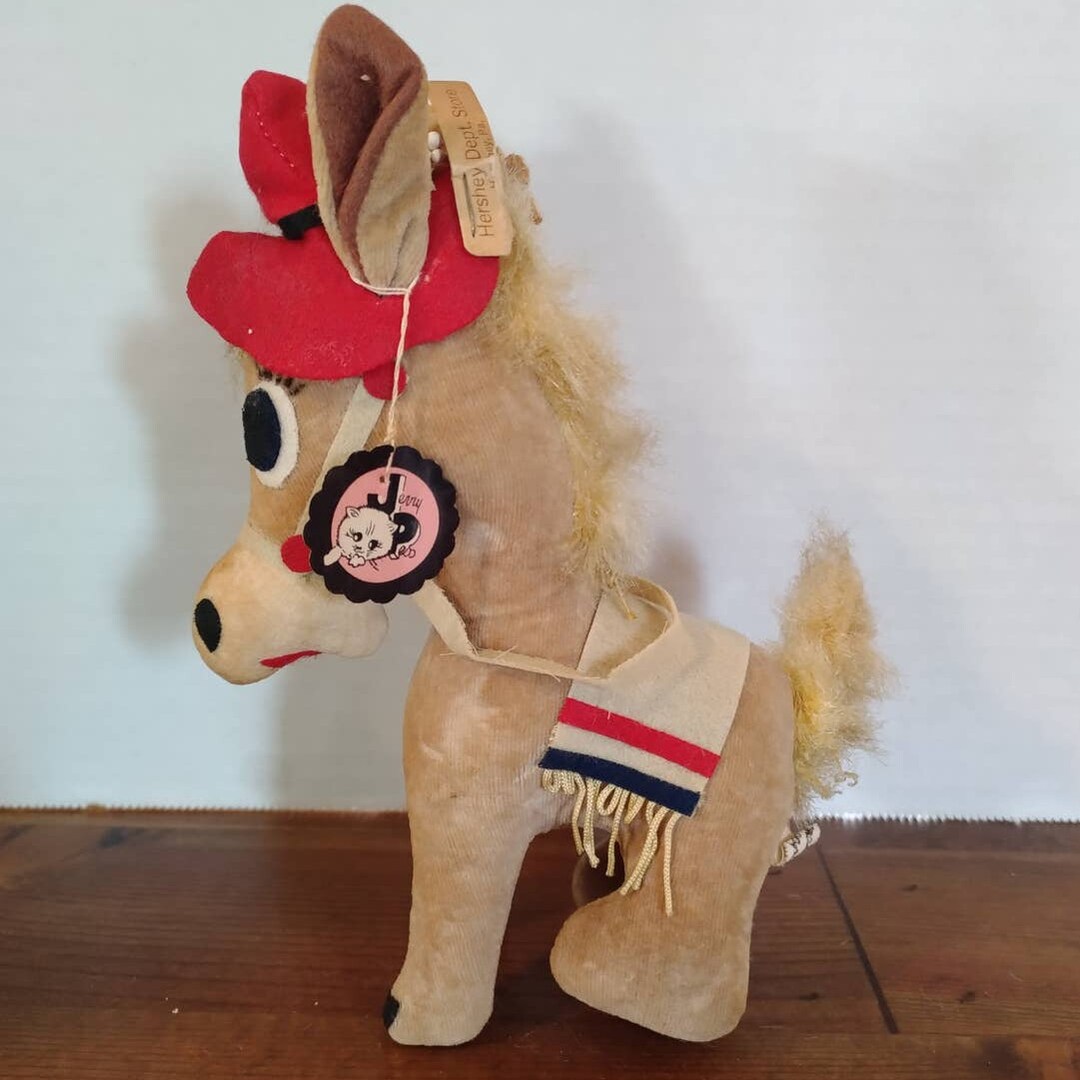 Vintg JP Jerry Elsner Stuffed Donkey W/hat Figurine Figure 7in Hershey ...