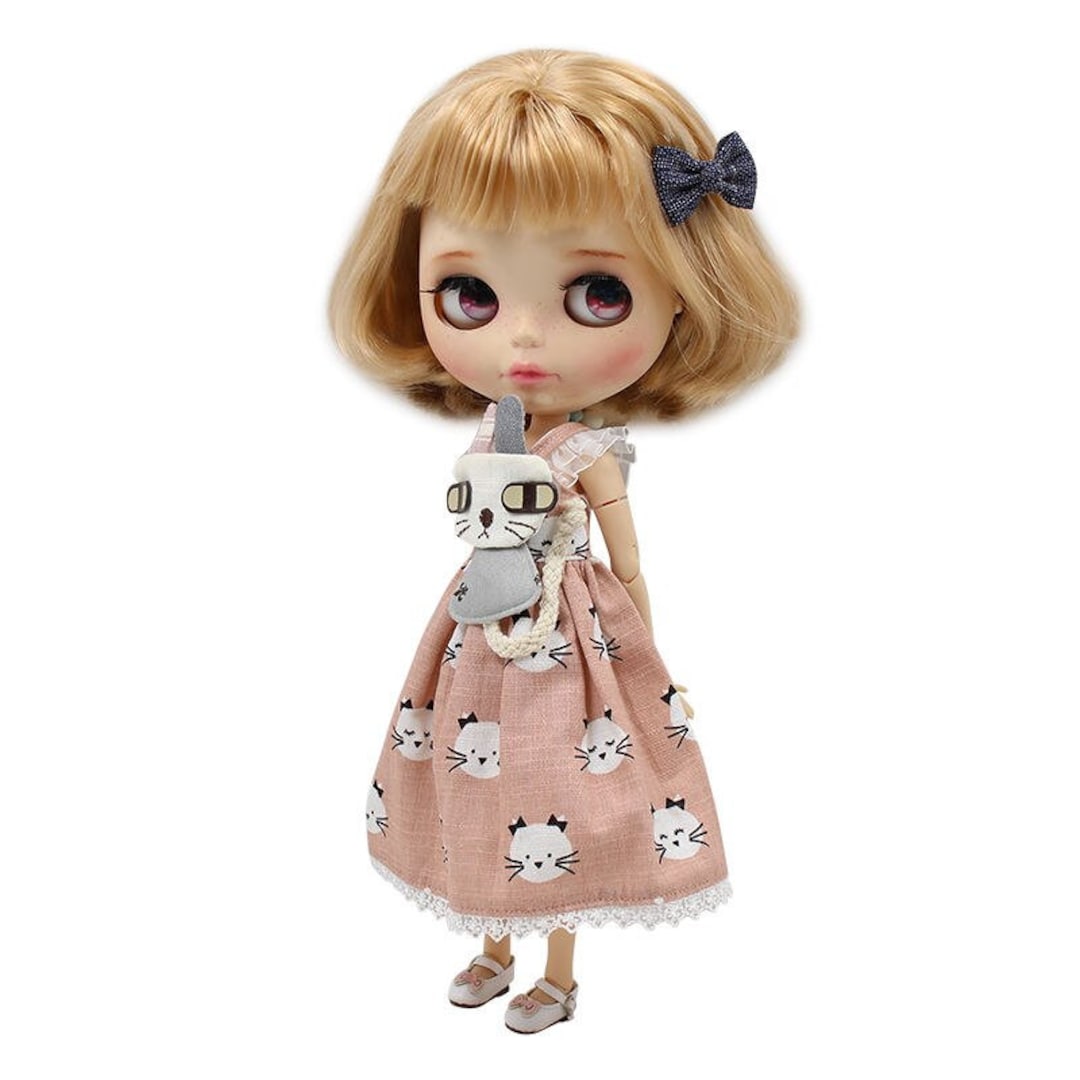 Neo Blythe Doll Pink Kitty Dress With Bow Hairpin - Etsy