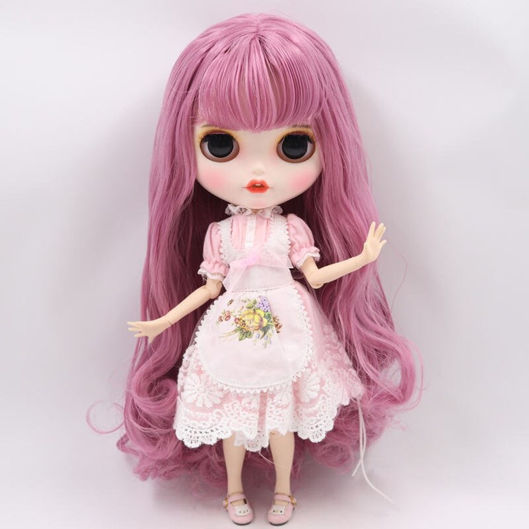 Emberly - Premium Custom Neo Blythe Doll With Purple Hair, White Skin & Matte Smiling Face - Etsy