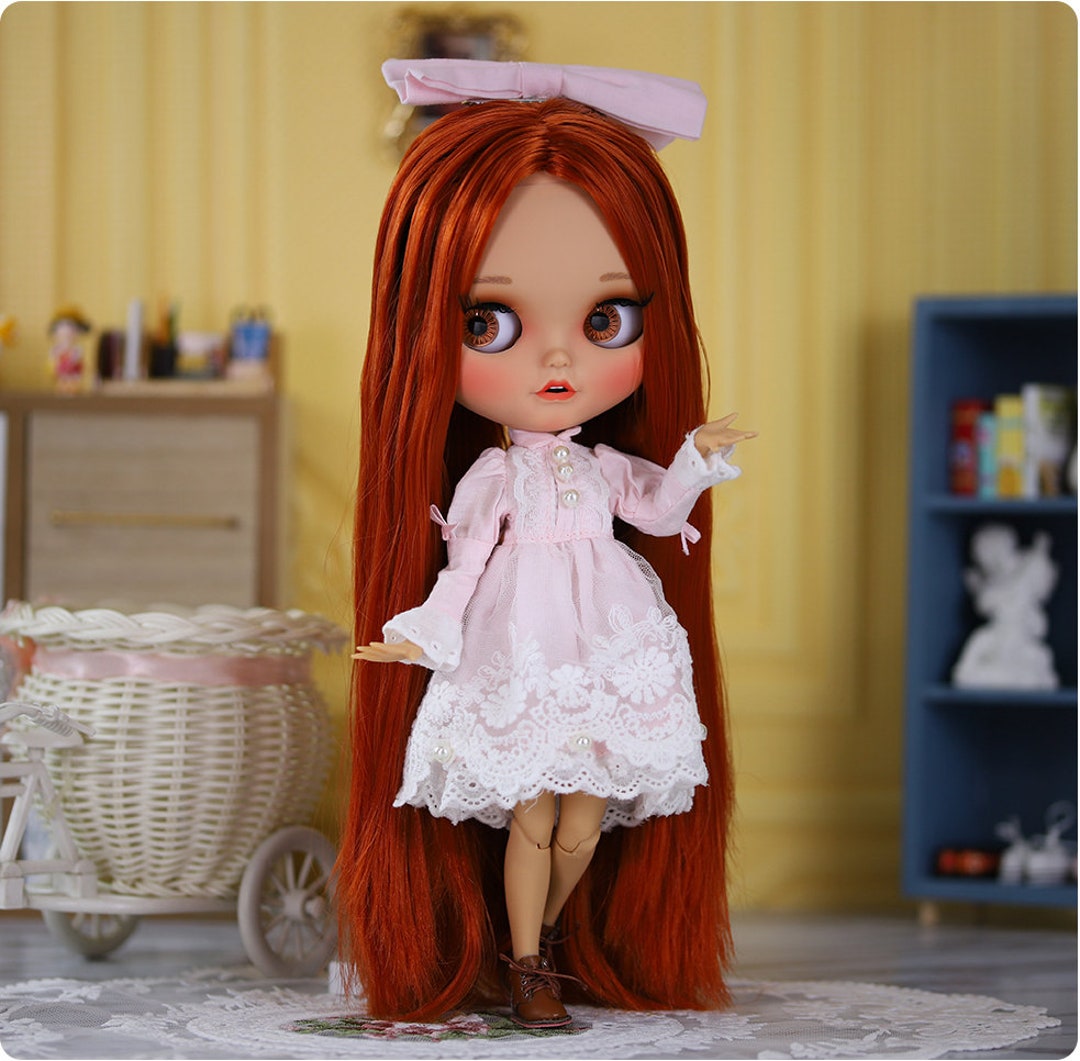 Helena – Premium Custom Neo Blythe Doll With Ginger Hair, Tan Skin ...