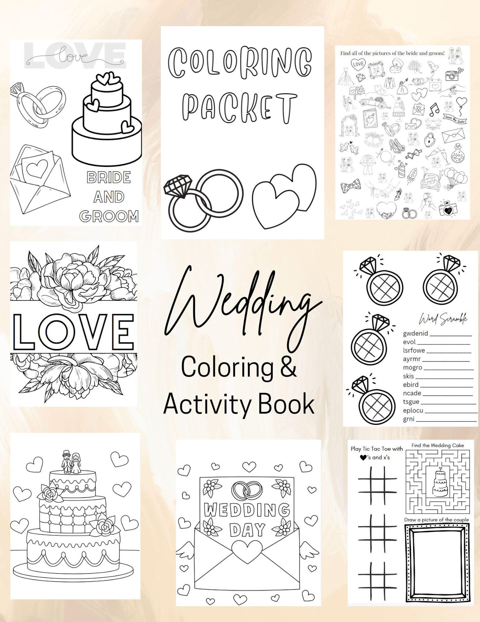 Wedding Coloring Packet for Kids Activities for Kids Wedding Fun ...
