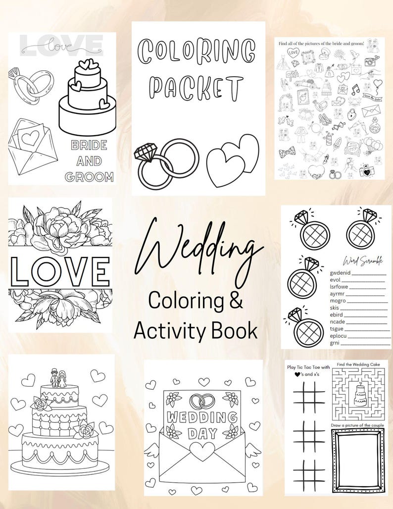 Wedding Coloring Packet for Kids Activities for Kids Wedding Fun ...
