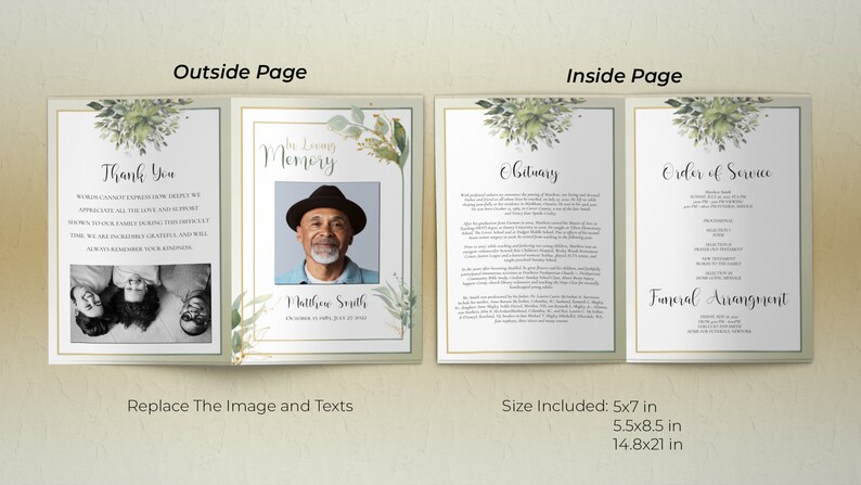 Funeral Program Template / Editable Template / in Loving Memory ...