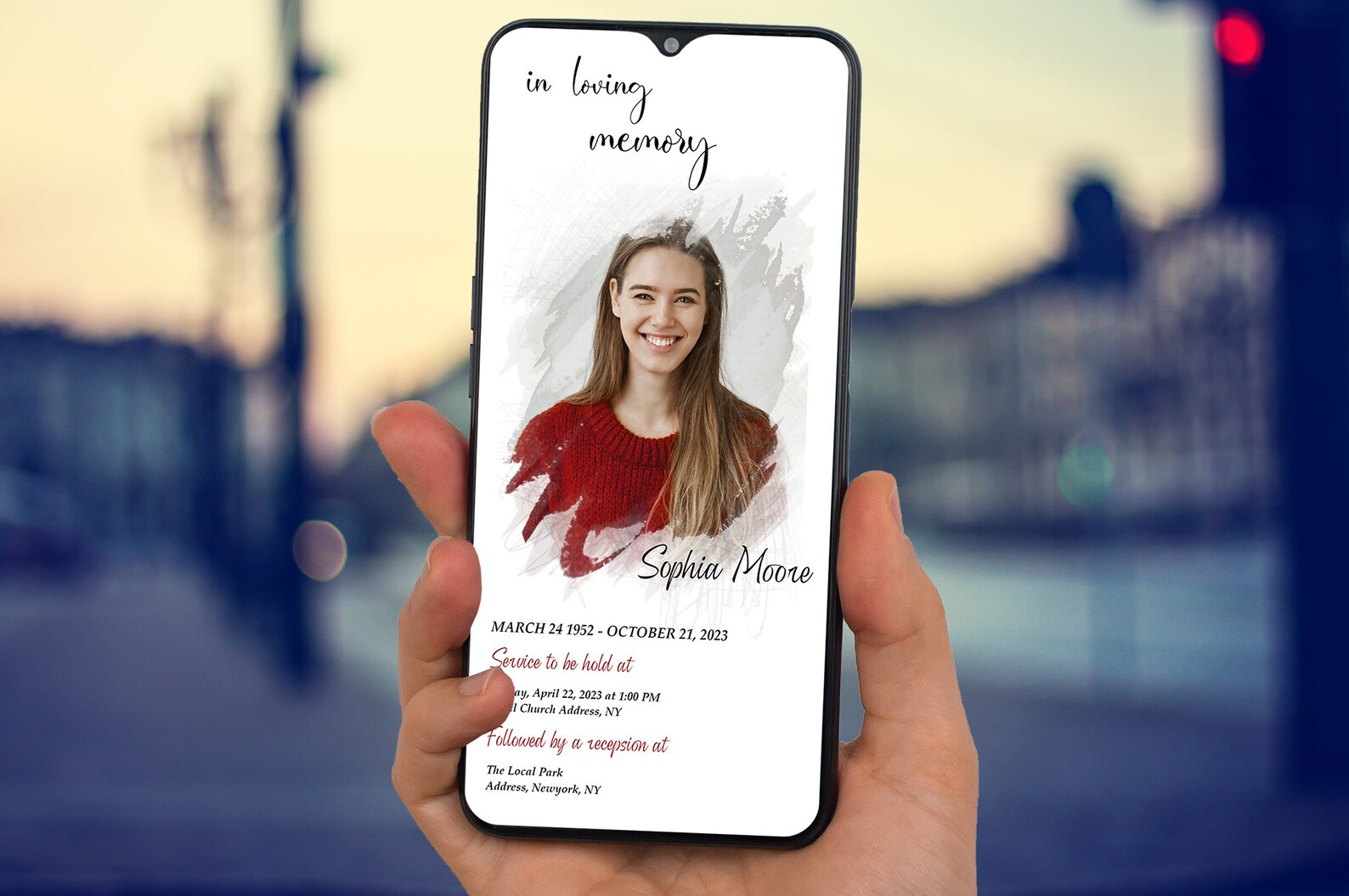 Funeral E-vite With Photo Effect Theme, Funeral Digital Invitation, E ...