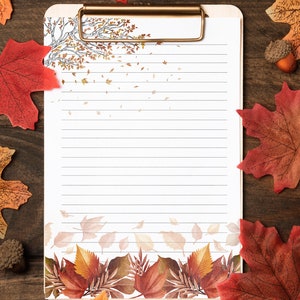 Autumn Design Printable Stationery: Lined & Unlined Paper (digital ...