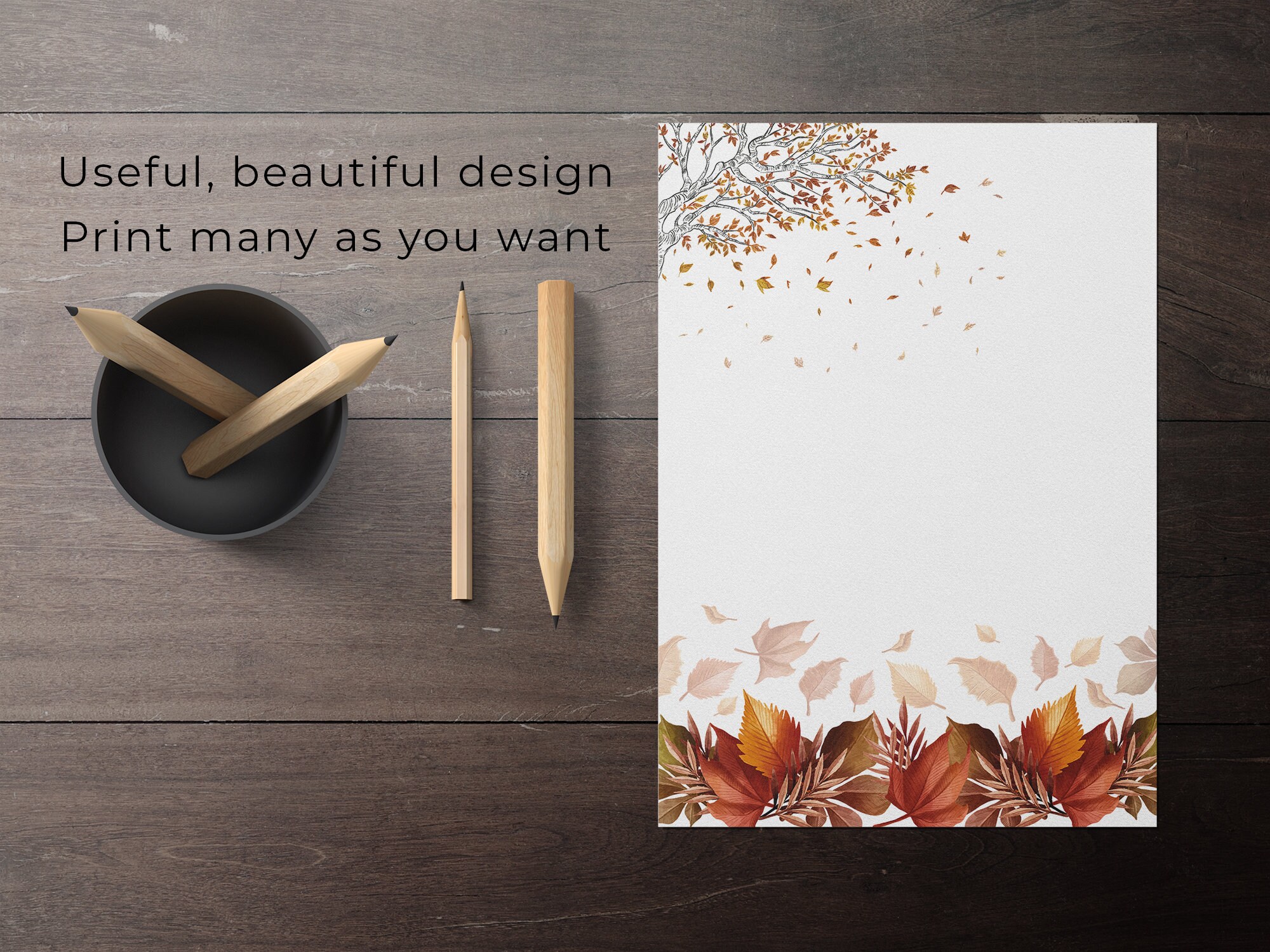 Autumn Design Printable Stationery: Lined & Unlined Paper (digital ...