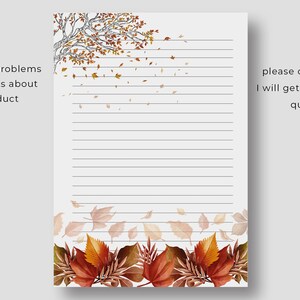 Autumn Design Printable Stationery: Lined & Unlined Paper (digital ...