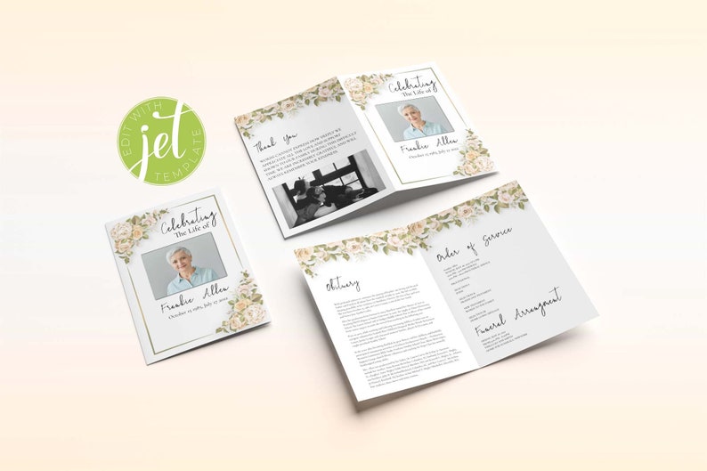 Funeral Program Template, Editable Template, Celebration of Life ...