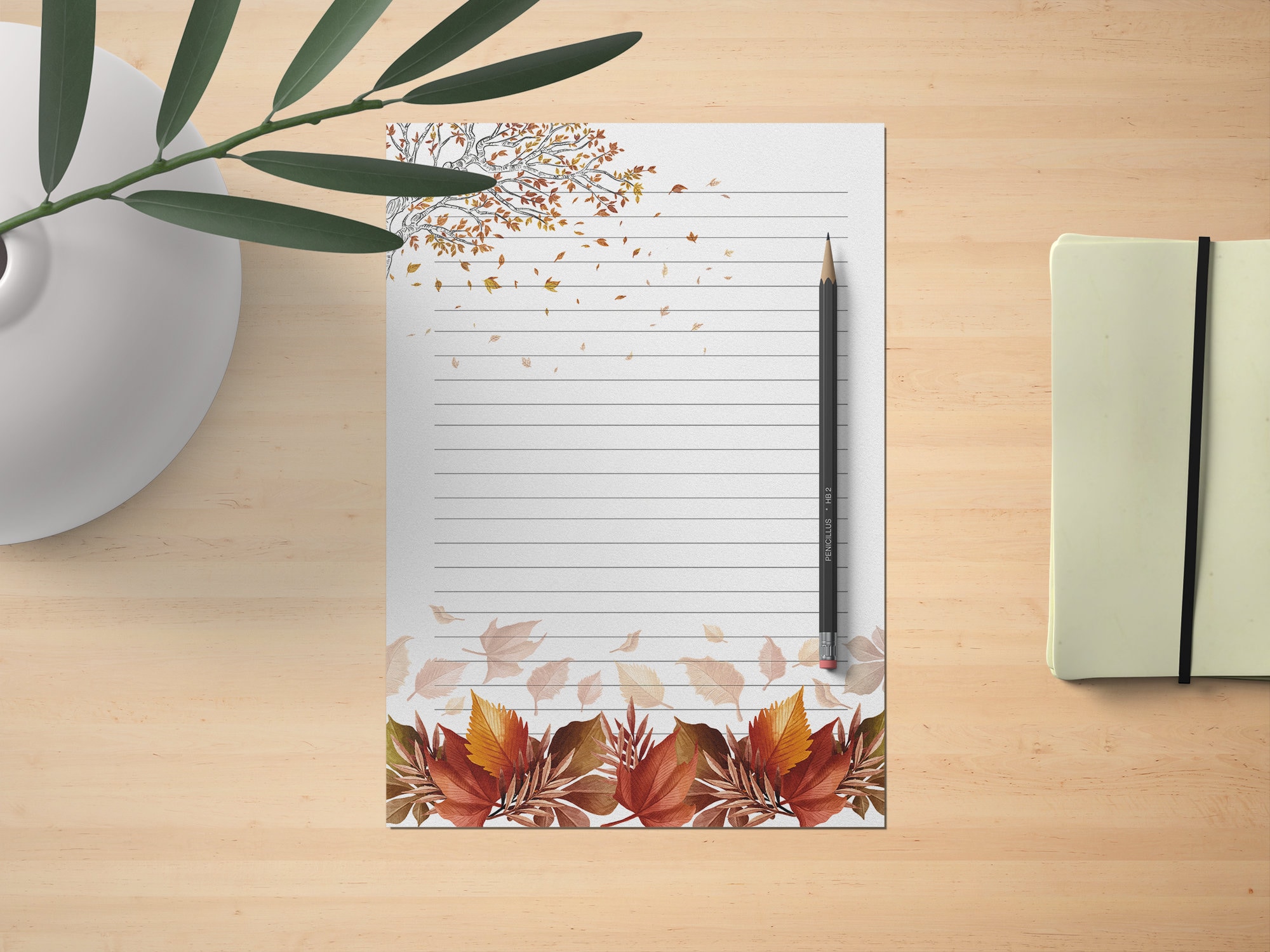 Autumn Design Printable Stationery: Lined & Unlined Paper (digital ...