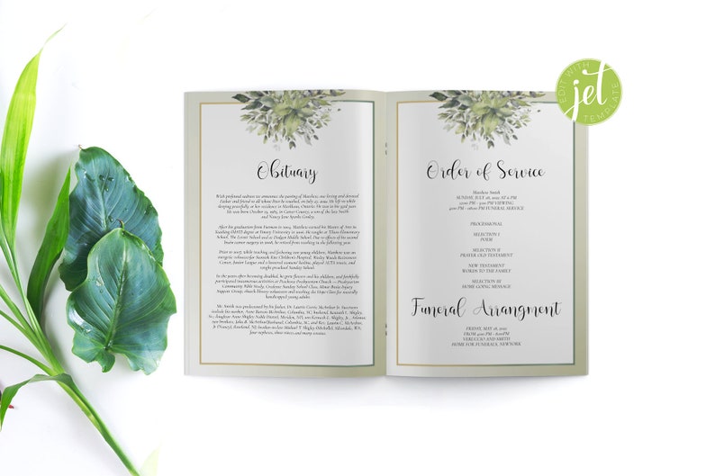 Funeral Program Template / Editable Template / in Loving Memory ...