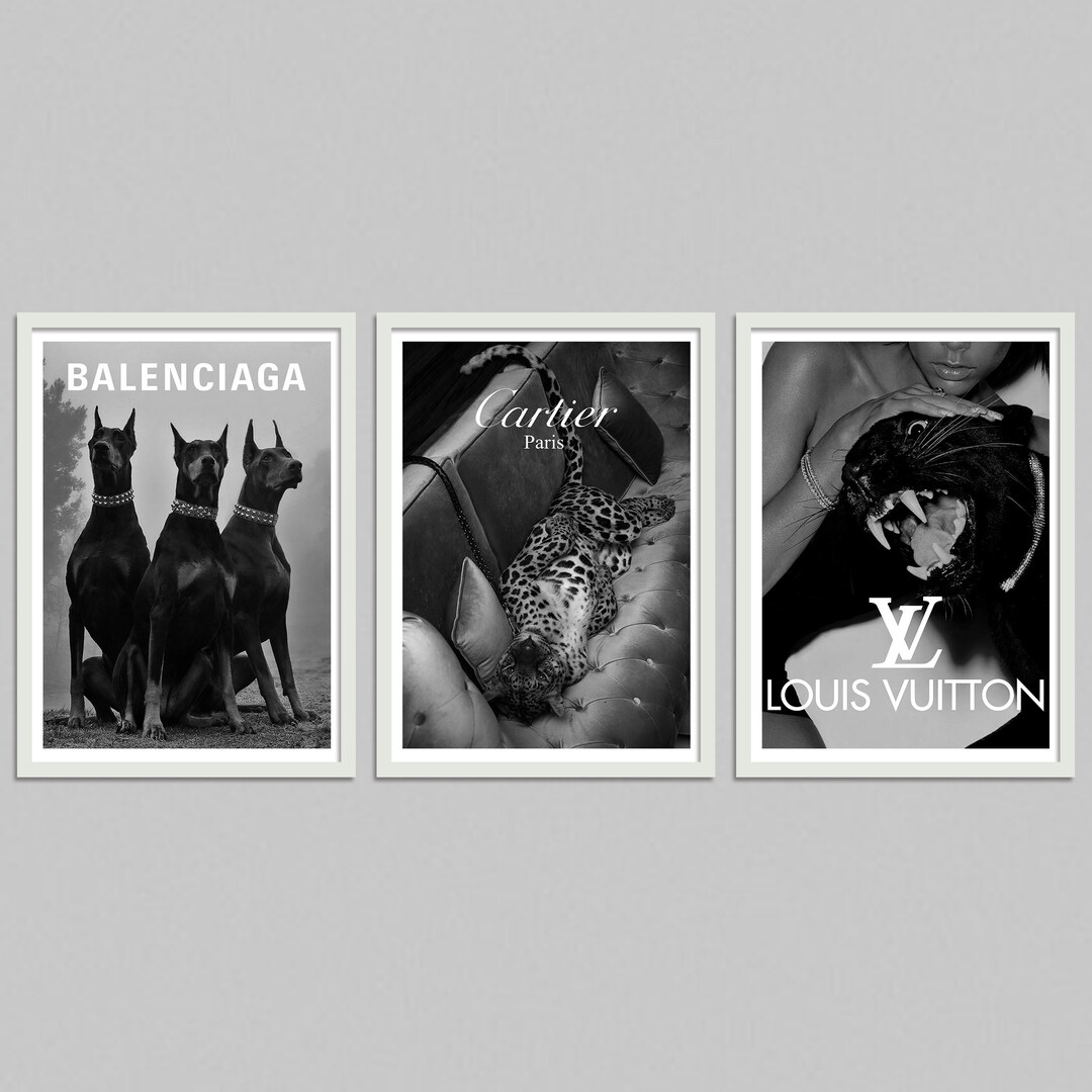 Luxury Fashion Poster Set of 3 , Designer Wall Art , Fashion Doberman ...