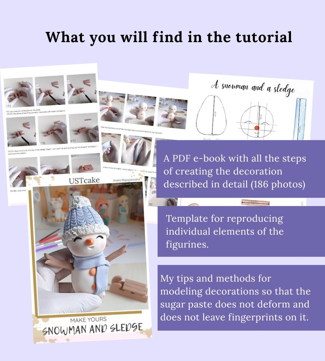 Snowman & Sledge Cake Topper Tutorial: Fondant Sugarpaste (e-book and ...