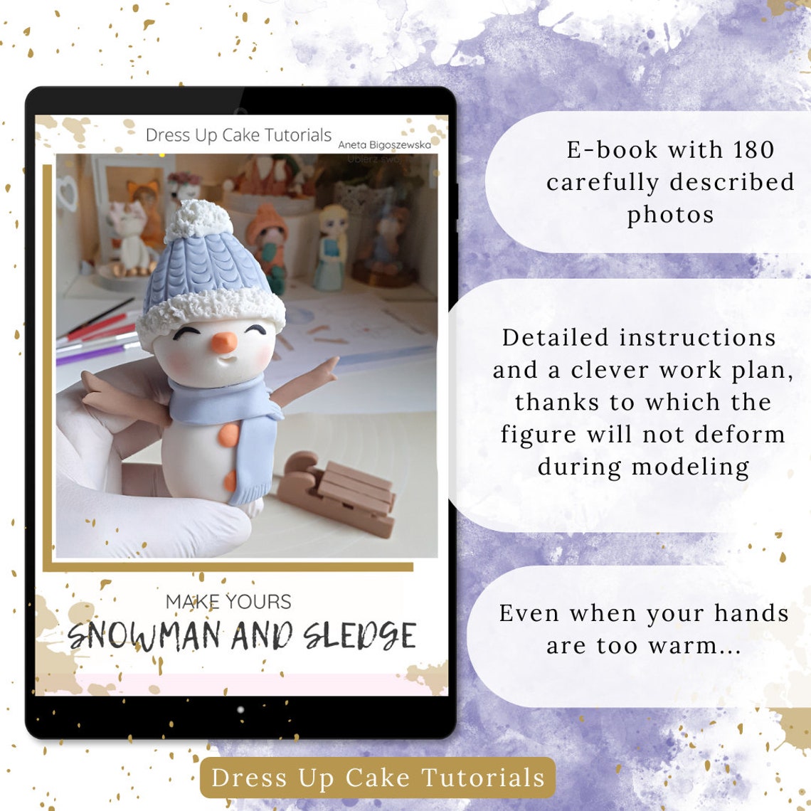 Snowman and Sledge Cake Topper Tutorial With Template. Detailed ...